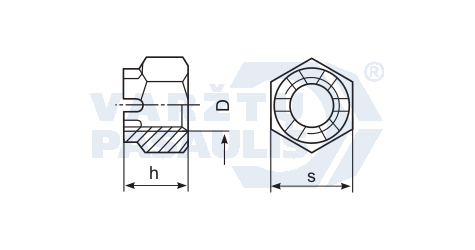 Varžtų pasaulis: DIN935 M20-8-Zn (Veržlė karūnuota) [vnt.]